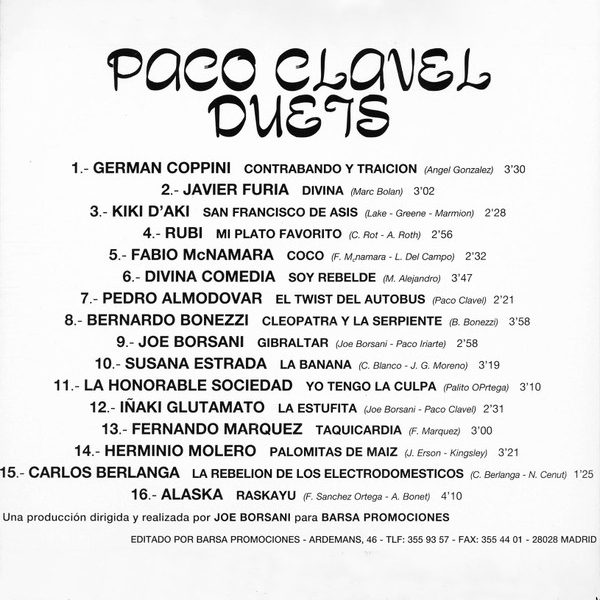 “Dos mejor que uno”Paco Clavel - Duets - 1994 - VinylRoute